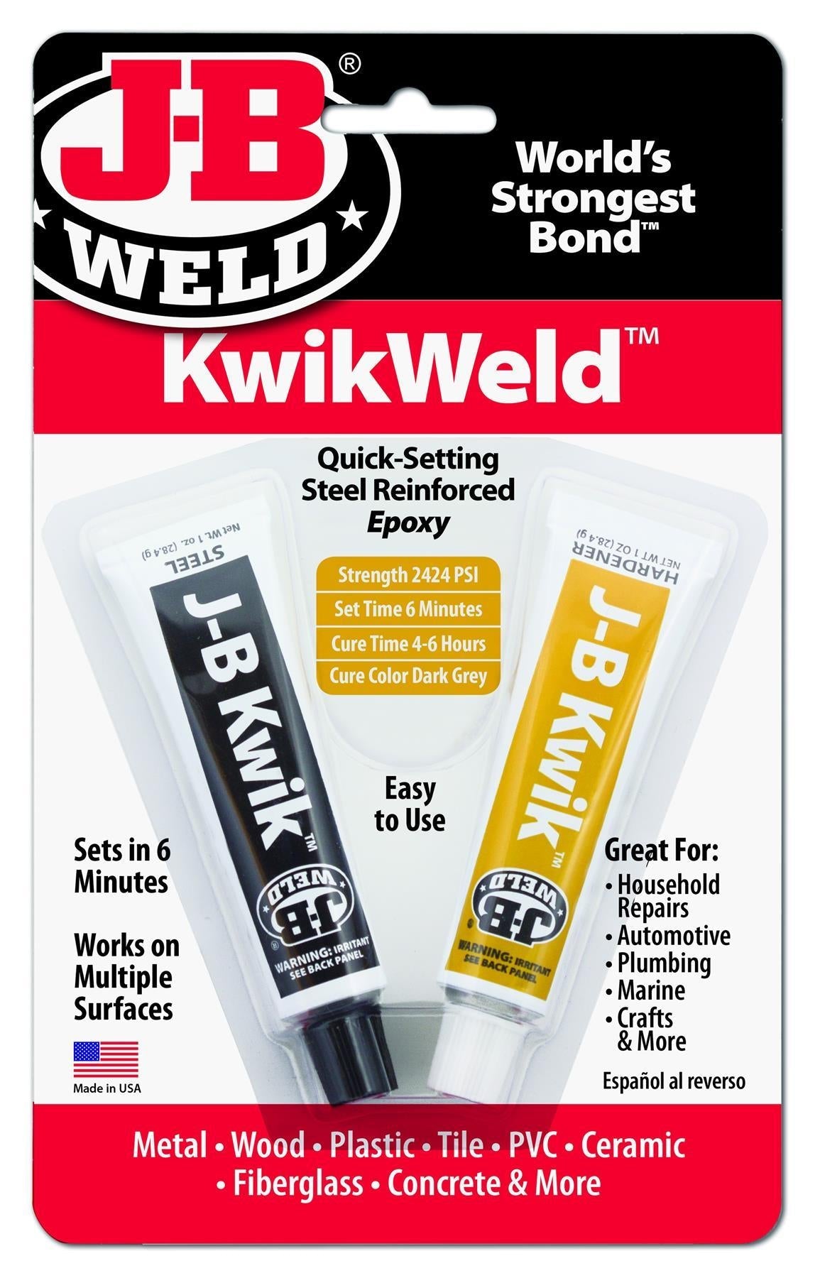 JB Kwik Weld 2 Part Quick Setting Cold Weld Steel Reinforced Epoxy Glue ...